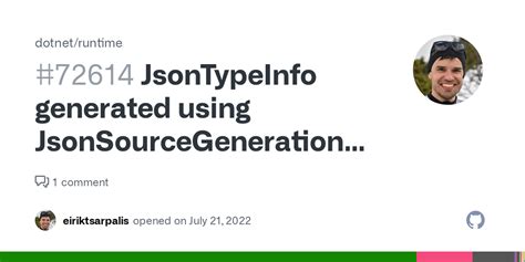 Jsontypeinfo Generated Using Jsonsourcegenerationmodeserialization