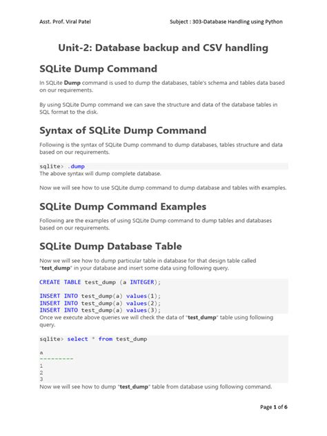 303 Database Handling Using Python Unit 2 Pdf Table Database Sql