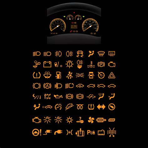 Car Dashboard Icon And Symbol Free Vector Car Automobile Dashboard