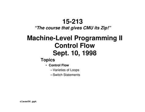 Machine Level Control Flow Lecture Slide Computer Science Docsity