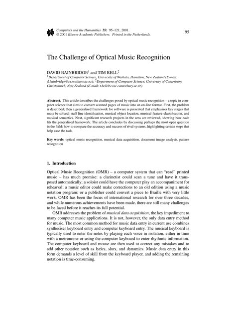 Pdf The Challenge Of Optical Music Recognition