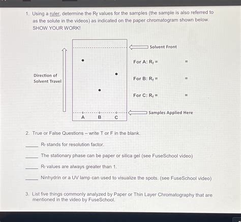 [solved] 1 using a ruler determine the rf values for the samples the