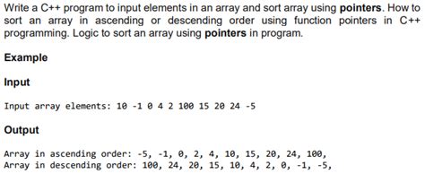 Solved Write A C Program To Input Elements In An Array And
