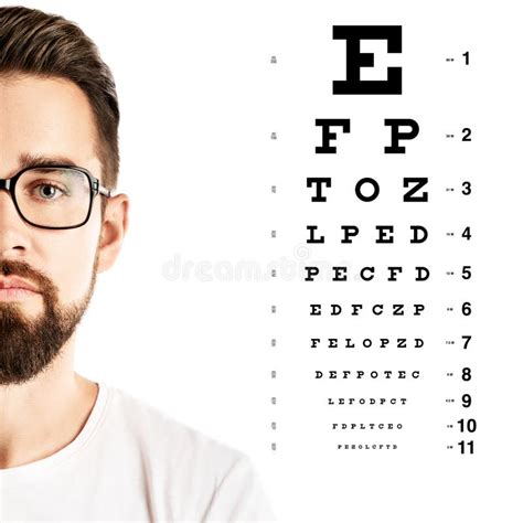 Eye Chart For Visual Acuity Testing And Black Rimmed Eyeglasses Stock Image Image Of Vision