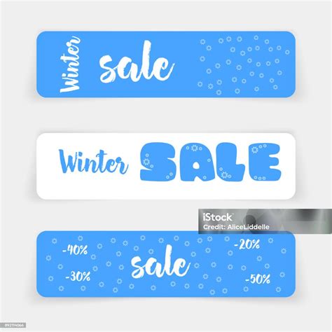 겨울 세일 배너 또는 웹사이트 헤더 할인 및 특별 제공의 집합입니다 벡터 일러스트 레이 션 사업 추진에 대 한 레이블 가격에