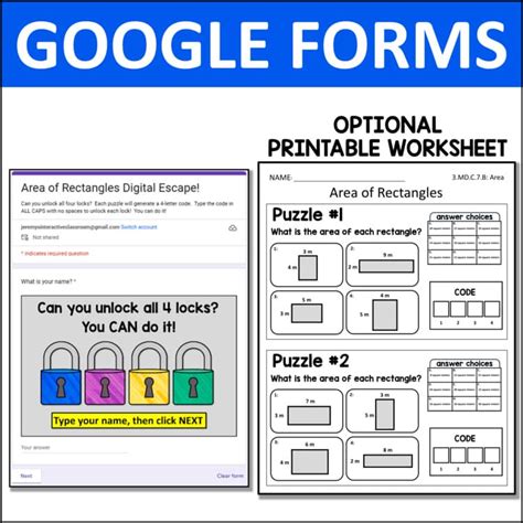Area Of Rectangles Digital Math Escape Room By Jeremys Interactive Classroom