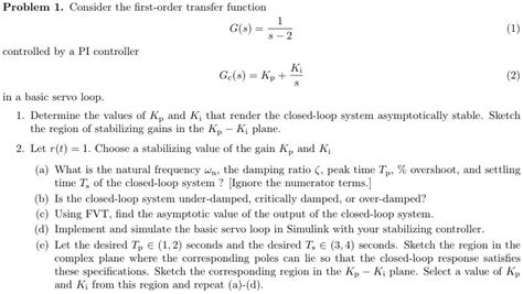 solved problem 1 consider the first order transfer function
