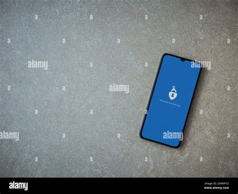 Lod Israel July 8 2020 Microsoft Authenticator App Launch Screen With Logo On The Display