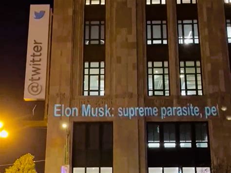 Elon Musk ‘space Karen Insult Projected Onto Deserted Twitter Hq The Independent