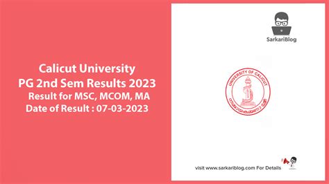 Calicut University Pg 2nd Sem Results 2023 For Mscmcom