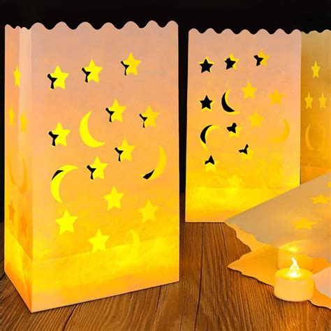 30 Packs Luminaries Paper Lantern Tealight Candle Bags Flame Resistant