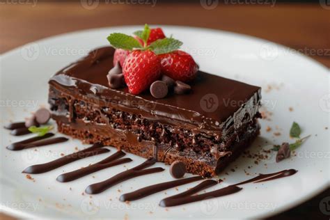 Delicioso Chocolate Pastel Con Fresas Y Chocolate Papas Fritas Siendo