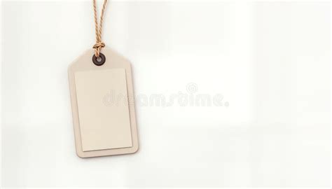 Blank Beige Tag Hangs On White Background Simple Design Versatile Item Use For Shop Retail
