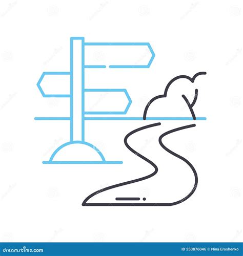 Road Signpost Line Icon Outline Symbol Vector Illustration Concept