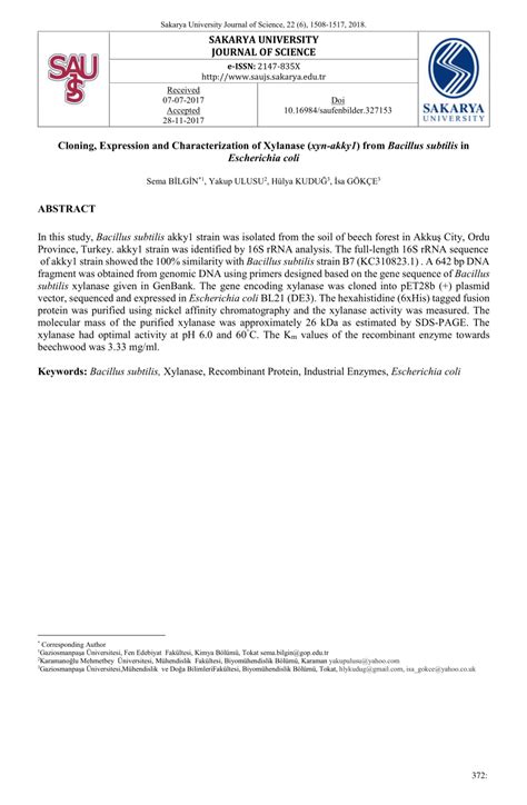 Pdf Cloning Expression And Characterization Of Xylanase Xyn Akky1