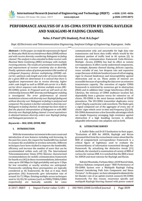 Performance Analysis Of A Ds Cdma System By Using Rayleigh And Nakagami