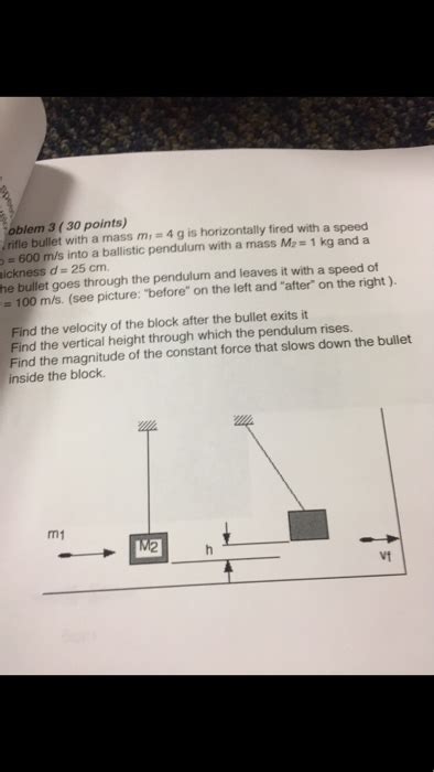 Solved Bullet With A Mass M G Is Horizontally Fired Chegg