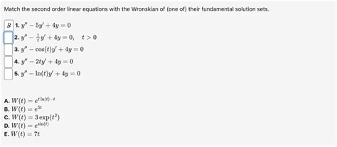 Solved Match The Second Order Linear Equations With The