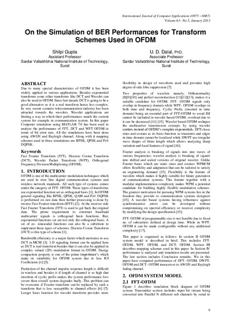 Pdf On The Simulation Of Ber Performances For Transform Schemes Used