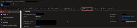note to myself how to reset the azure sql server admin account