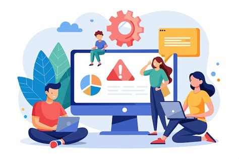 Group Of Individuals Engaged In Problemsolving With Laptops While Analyzing Computer Error