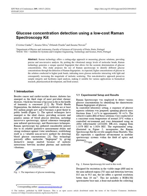 Glucose Concentration Detection Using A Low Cost R Pdf Raman Spectroscopy Spectroscopy