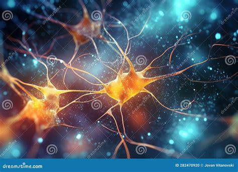 A Microscopic Neuron Fractals With Translucent Light Generative Ai Stock Illustration