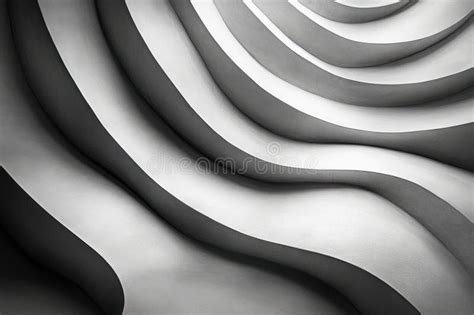 Abstract Architectural Design With Smooth Flowing Curves In Monochrome