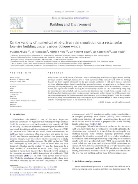 Pdf Comparison Of Calculation Models For Wind Driven Rain Deposition