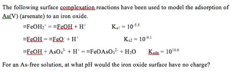 Solved The Following Surface Complexation Reactions Have