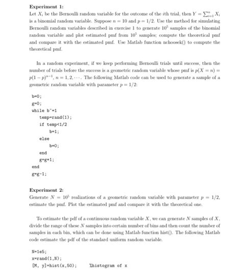 Exercise Simulation Of Common Random Variables In Chegg Com