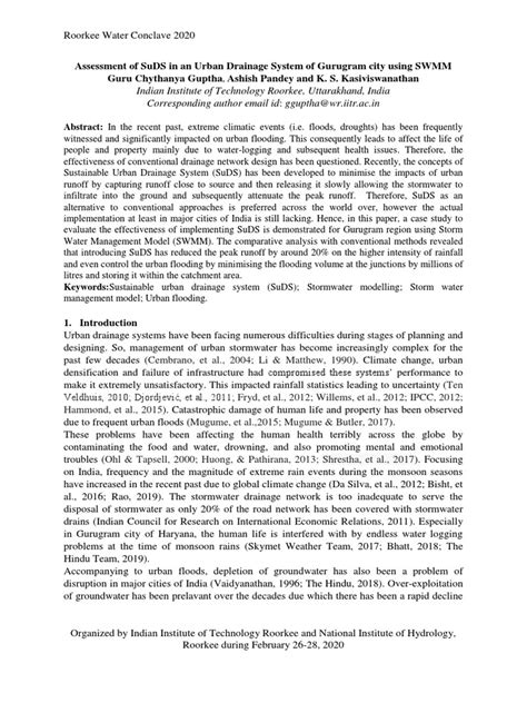 Assessment Of Suds In An Urban Drainage System Of Gurugram City Using Swmm Pdf Surface