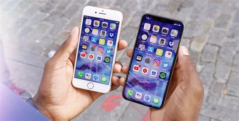 Наглядное сравнение размеров iPhone Xs Max и iPhone 8 Plus