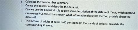 Solved Calculate The Five Number Summary Create The Boxplot And Describe The Data Set Can We