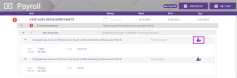 Payroll Critical Exceptions Back Office