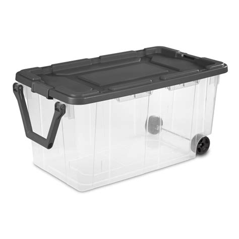 160 Quart Plastic Rolling Stacker Box Lidded Stackable Storage Bin Container For Home Garage
