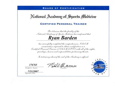 Nasm Certified Personal Trainer Certificate Pdf