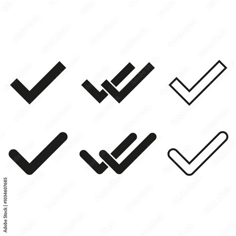 Checkmark Icons Collection Black Vector Symbols Simple Check Icons Minimalist Approved Marks