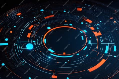 Premium Vector Digital Circles With Blue Glowing Dots And Scifi Hud Circle Big Data