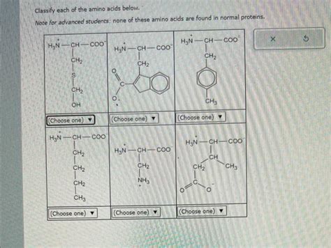 solved classify each of the amino acids below note for