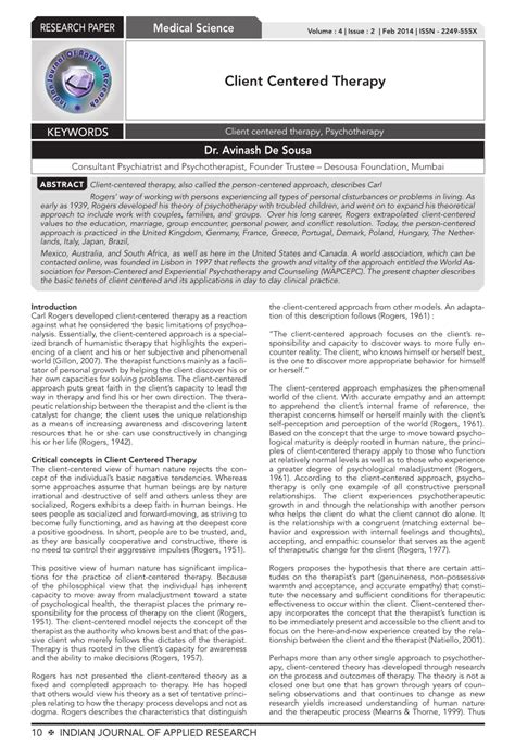 Pdf Client Centered Therapy A Review