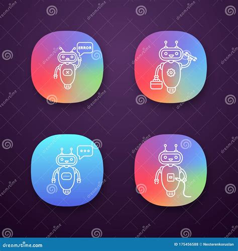 Chatbots App Icons Set Stock Vector Illustration Of Linear 175456588