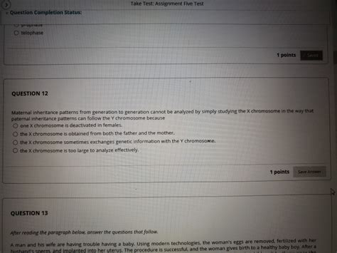 solved take test assignment five test question completion