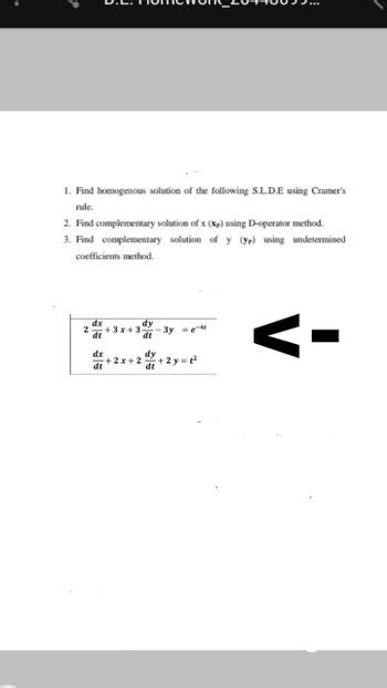 answered 2 3x 3 3y e 4t dx dt dy dt dx dt… bartleby