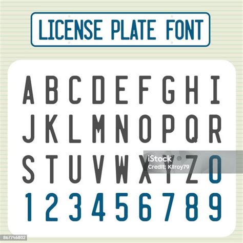 번호판 폰트입니다 차량 식별 번호 스타일 문자 집합입니다 0명에 대한 스톡 벡터 아트 및 기타 이미지 0명 금속 디자인 Istock