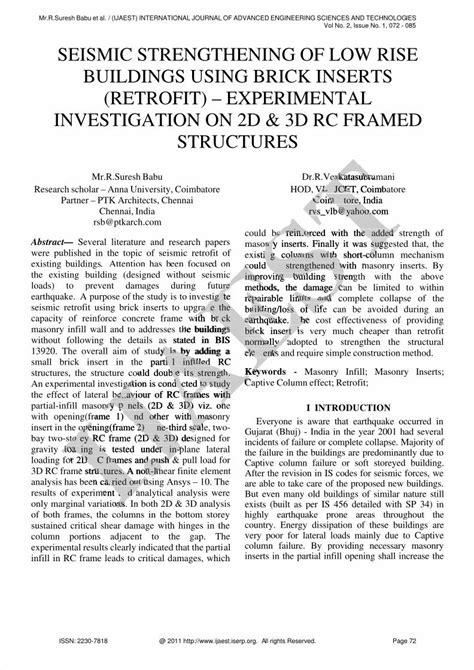 pdf 11 ijaest volume no 2 issue no 1 seismic strengthening of low