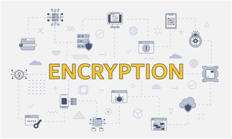 Premium Vector Encryption Concept With Icon Set With Big Word Or Text On Center