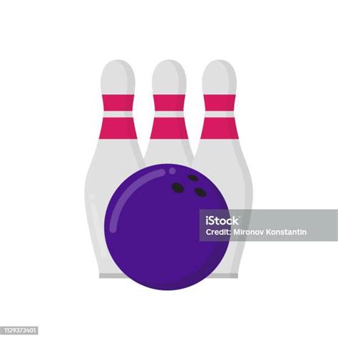 볼링 게임 라운드 볼과 3 가장자리 잘라내고 아이콘 기호 평면 스타일 디자인 벡터 일러스트 레이 션 볼링 공 및 핀 흰색 배경에