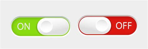 On Slider Buttons Red And Green Switch Interface Vector Image