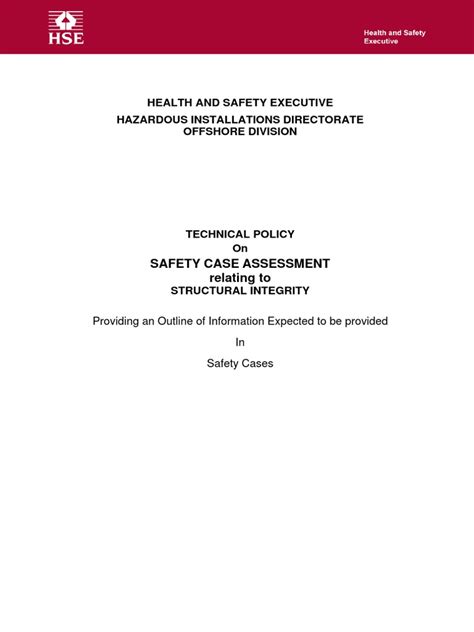 Structural Integrity Assessment Safety Case Safety Risk